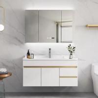 China Modern Burnished Solid Wooden Bathroom Cabinet with Acrylic Door Panel and Countertop for sale