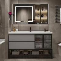 China YALIG Free-standing Flush Panel with Handle Quartz Countertop Bathroom Vanity Customized for sale