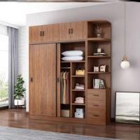China Minimal Maintenance Modern Wood Color Melamine Swing Door Bedroom Wardrobe for Villa for sale