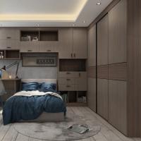 China Minimal Maintenance Modern Wood Color Melamine Swing Door Bedroom Wardrobe for Villa for sale