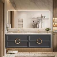 China YALIG Cabinet Shaker Fluted Panel Quartz Countertop Bathroom Vanity for 38-46 in Width for sale