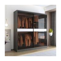 China NO Folded Modern Style Walnut Sliding Doors Wardrobe with Dressing Table Customizable for sale