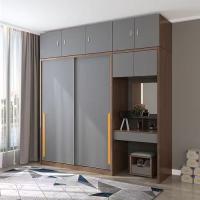 China NO Folded Modern Style Walnut Sliding Doors Wardrobe with Dressing Table Customizable for sale