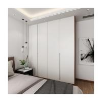 China Villa Bedroom Furniture Design MDF Melamine White Wooden Wardrobe with Stylish Design for sale