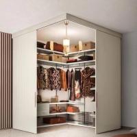 China Villa Bedroom Furniture Design MDF Melamine White Wooden Wardrobe with Stylish Design for sale