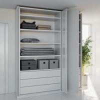 China Villa Bedroom Furniture Design MDF Melamine White Wooden Wardrobe with Stylish Design for sale