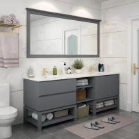 China YALIG Plywood Bathroom Cabinet Vanity Set with Double Sink and Ground Vanity God Handle for sale