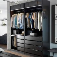 China Hotel Bedroom Black Wardrobe Cabinet with 2D/3D and Modern Design Option for sale
