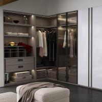 China YALIG Wooden Wardrobe with Matte Lacquer Painted Finish and Glass Door Bedroom Furniture for sale