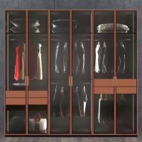 China Wooden Glass Door Wardrobe for Modern Bedroom YALIG Leather Wardrobe for sale