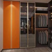 China Wooden Glass Door Wardrobe for Modern Bedroom YALIG Leather Wardrobe for sale