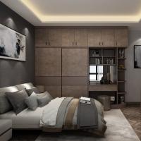 China Bedroom Furniture Sliding Door Wardrobes in Wood Style with Eased Edge Metal Cabinets for sale