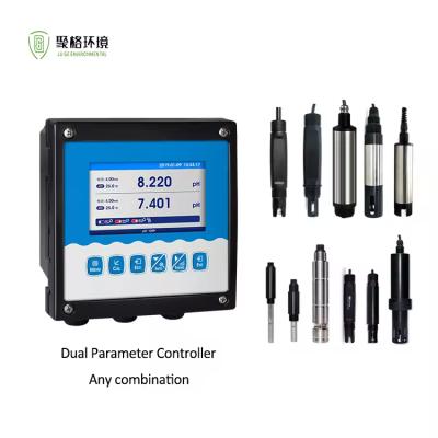 China Dual Channel Water Quality Monitor with 144×144mm Dimensions and IP65 Rating for PH ORP Conductivity Dissolved Oxygen Analysis for sale