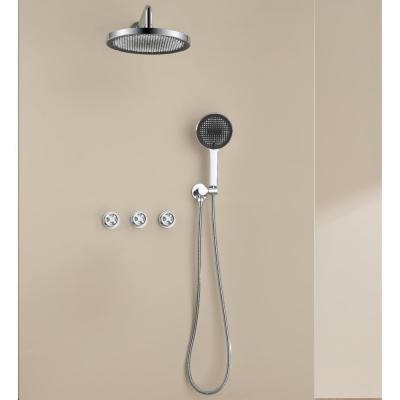 China Brass Bath Sanitary Ware Concealed Rainfall Concealed Ceiling Shower With 3 Control Mixer Valve for sale