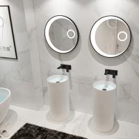 China Standalone Cylindrical Bathroom Pedestal Basin Solid Surface Sink For Luxury Hotel for sale