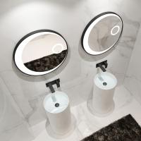 China Standalone Cylindrical Bathroom Pedestal Basin Solid Surface Sink For Luxury Hotel for sale