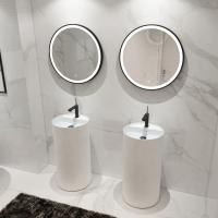 China Seamless Round Bathroom Pedestal Basin Sink Non Porous Solid Surface Stone for sale