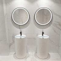 China Seamless Round Bathroom Pedestal Basin Sink Non Porous Solid Surface Stone for sale