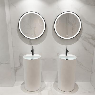China Seamless Round Bathroom Pedestal Basin Sink Non Porous Solid Surface Stone for sale