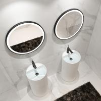 China Seamless Round Bathroom Pedestal Basin Sink Non Porous Solid Surface Stone for sale