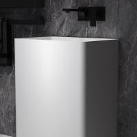 China Modern Cube Pedestal Bathroom Vanity Freestanding Single Piece lavatory Wash Sink for sale
