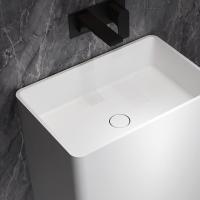 China Modern Cube Pedestal Bathroom Vanity Freestanding Single Piece lavatory Wash Sink for sale