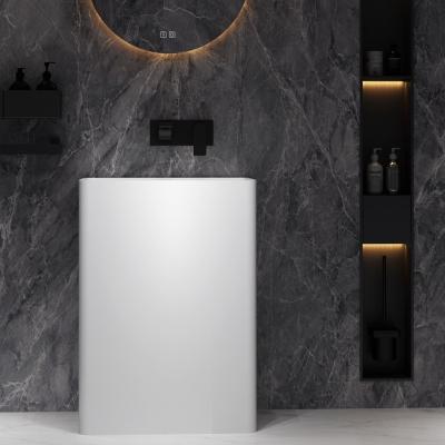China Modern Cube Pedestal Bathroom Vanity Freestanding Single Piece lavatory Wash Sink for sale