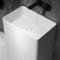 China Modern Cube Pedestal Bathroom Vanity Freestanding Single Piece lavatory Wash Sink for sale