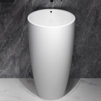 China Curved Cloakroom Pedestal Basin Freestanding Micropore Free Solid Surface for sale