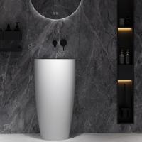 China Curved Cloakroom Pedestal Basin Freestanding Micropore Free Solid Surface for sale