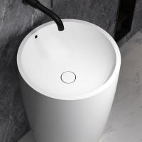 China Curved Cloakroom Pedestal Basin Freestanding Micropore Free Solid Surface for sale