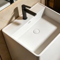 China Deep Rectangular Marble Pedestal Modern Sink Solid Surface Thick Edge Wash Basin for sale