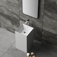 China Narrow Tall Square Pedestal Sink Wash Hand Basin For Compact Small Powder Room for sale