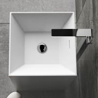 China Narrow Tall Square Pedestal Sink Wash Hand Basin For Compact Small Powder Room for sale