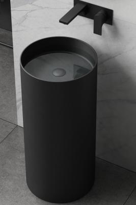China Anti Scratch Bathroom Pedestal Basin Matte Black Freestanding Sink 400mm OEM for sale