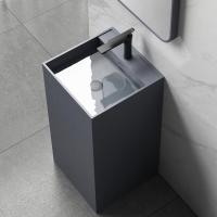 China Bespoke Grey Square Pedestal Hand Basin Freestanding Sink Deck Mounted for sale
