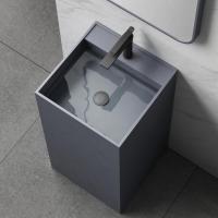 China Bespoke Grey Square Pedestal Hand Basin Freestanding Sink Deck Mounted for sale