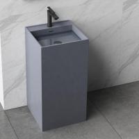 China Bespoke Grey Square Pedestal Hand Basin Freestanding Sink Deck Mounted for sale