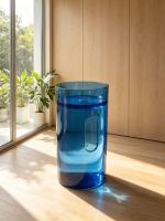 China Personalized Indigo Blue Bathroom Pedestal Basin 500mm Round for sale