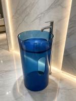 China Personalized Indigo Blue Bathroom Pedestal Basin 500mm Round for sale