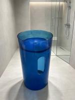 China Personalized Indigo Blue Bathroom Pedestal Basin 500mm Round for sale