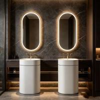 China Wall Mounted One Hole Bathroom Pedestal Basin Free Standing Sink Anti Fingerprint for sale