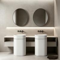 China Wall Mounted One Hole Bathroom Pedestal Basin Free Standing Sink Anti Fingerprint for sale