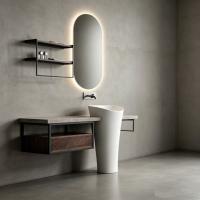 China Asymmetrical Corner Bathroom Pedestal Basin Sink Matte White for sale