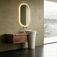 China Asymmetrical Corner Bathroom Pedestal Basin Sink Matte White for sale