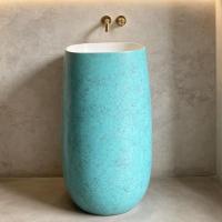 China Speckled Grain Shallow Contemporary Pedestal Sink Turquoise for sale
