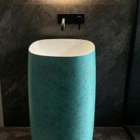 China Speckled Grain Shallow Contemporary Pedestal Sink Turquoise for sale