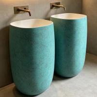 China Speckled Grain Shallow Contemporary Pedestal Sink Turquoise for sale