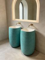 China Speckled Grain Shallow Contemporary Pedestal Sink Turquoise for sale