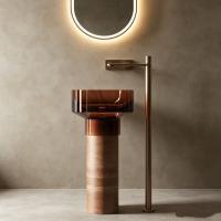 China Compact Bathroom Pedestal Basin Square Gradient Amber Resin Top OEM for sale